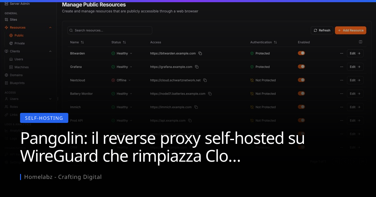 Pangolin: reverse proxy self-hosted su WireGuard | Homelabz - Crafting ...